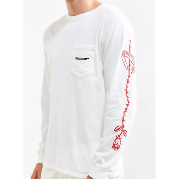 Wildroot | Shirts | Wildroot Long Sleeve Red On White Skeleton Hand And ...